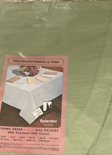 New Retro Vintage 60"x106" Oval Tablecloth Perma Press Splendor Olive ...