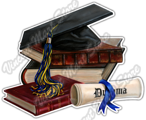 Cap Diploma Graduation Education Books Car Bumper Vinyl Sticker Decal 5 ...