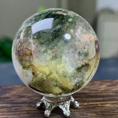 66G Natural Green garden ghost Quartz Ball Crystal Sphere Mineral ...
