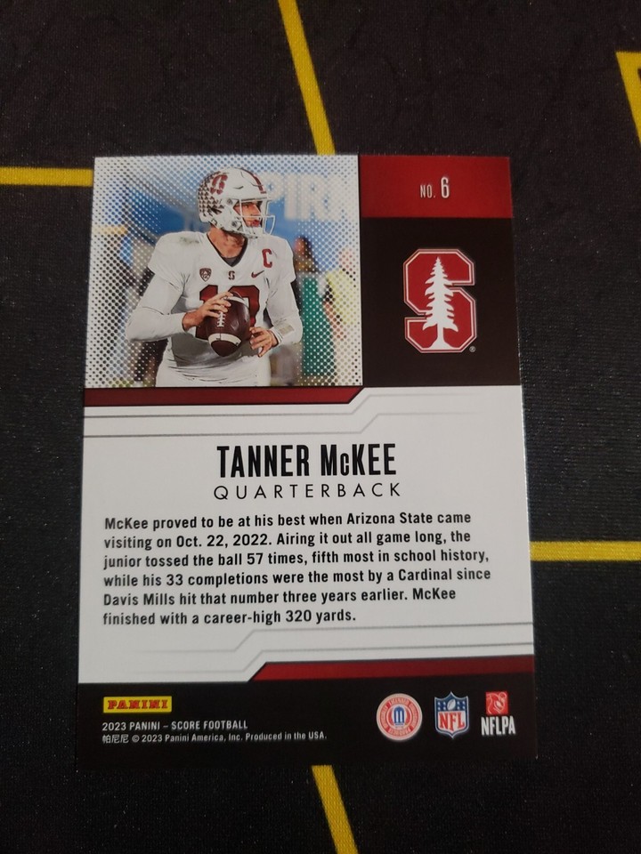 Tanner McKee 2023 Panini Score Protential #6 Rookie Card RC Eagles ...