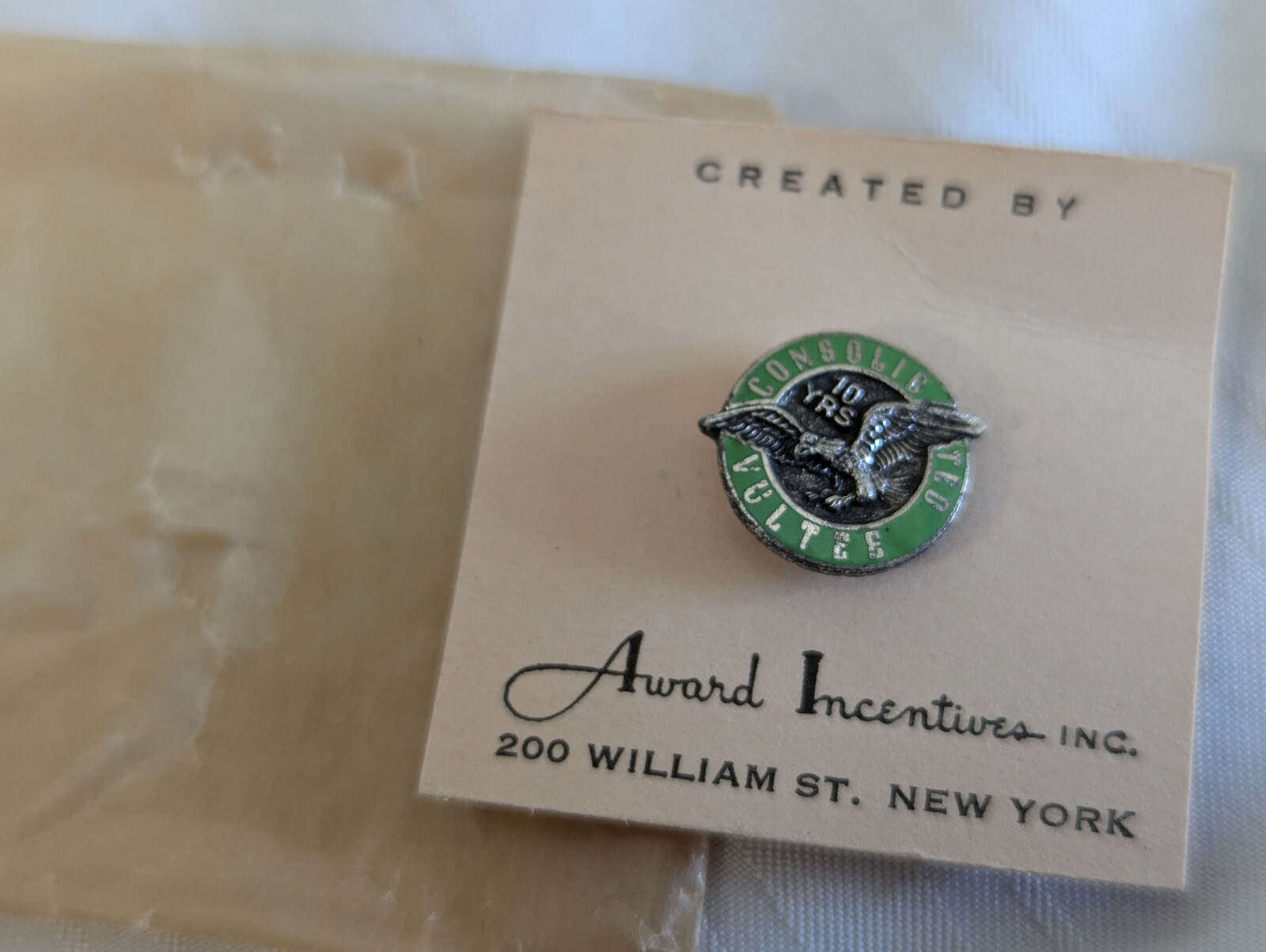 WWII US Consolidated Vultee 10 Years sterling silver lapel wing pin .5 ...