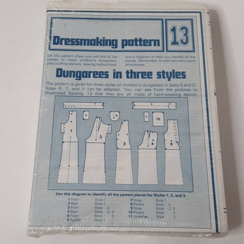 Dressmaking Pattern #13 Dungarees in Three Styles Patterns DIY Crafts Homemade | eBay
