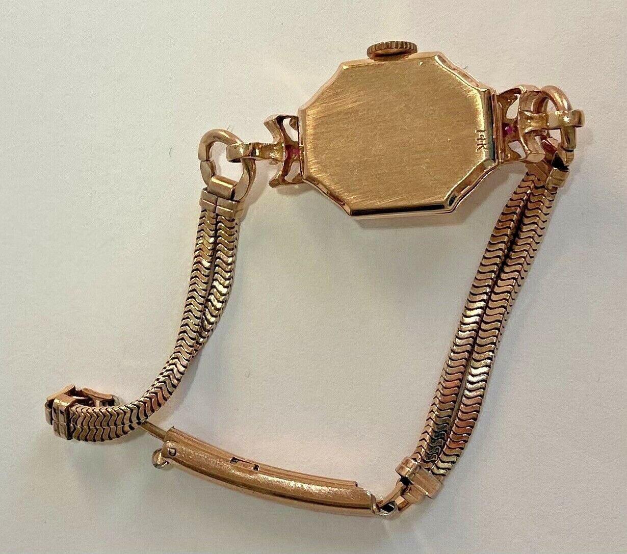 14K ROSE GOLD WATCH CASE "DELBANA" 17 JEWELS GOLD FI… - Gem