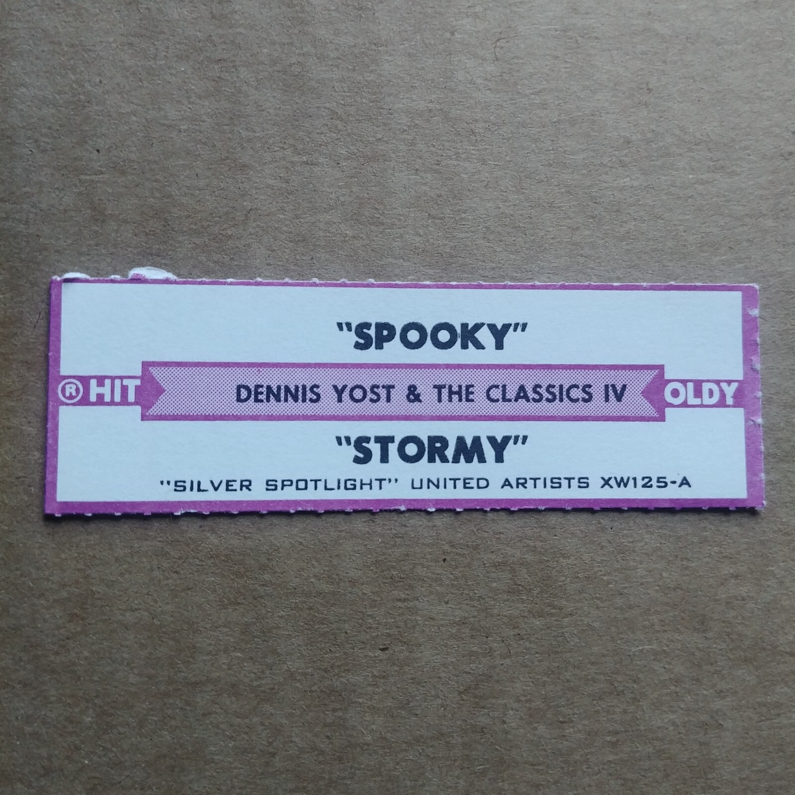 DENNIS YOST & THE CLASSICS IV Spooky/Stormy JUKEBOX STRIP Record 45 rpm ...