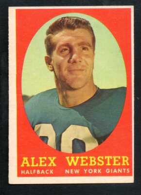 1958 Topps Football Card #30 Alex Webster-New York Giants Ex Mint Card ...