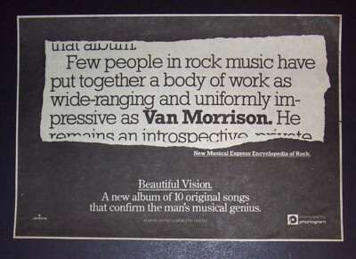 Van Morrison Beautiful Vision 1982 Small Poster Type Ad Advert | eBay