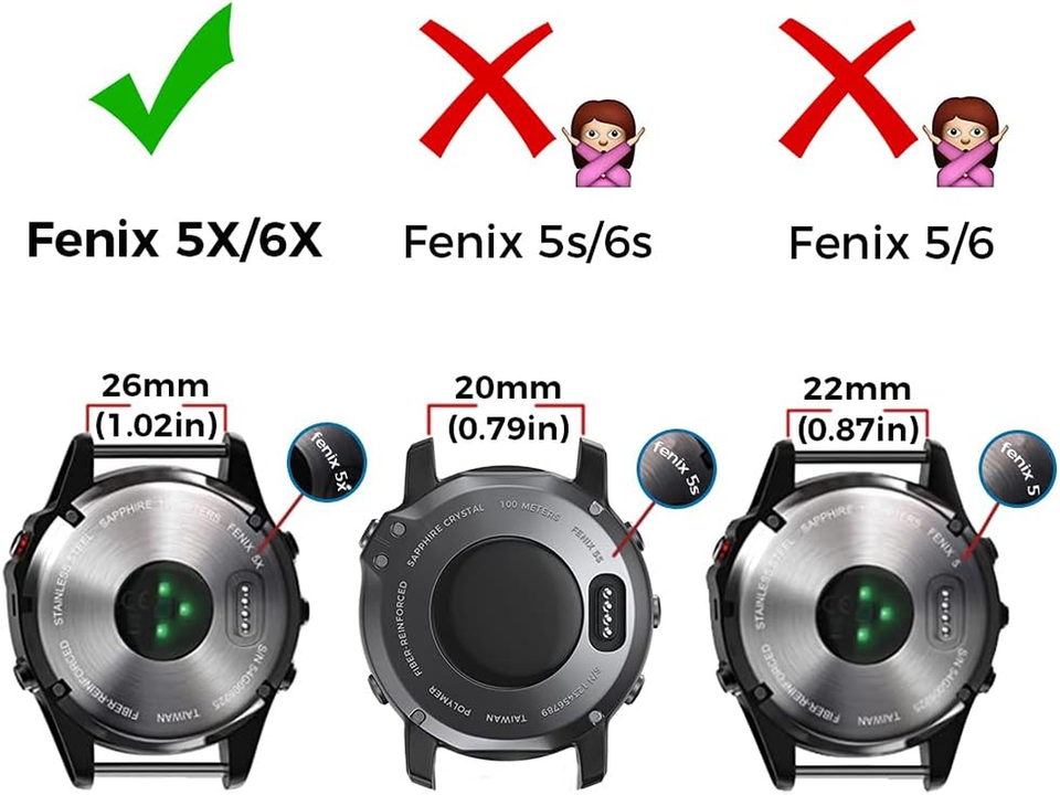 Compatible Fenix 5X Band 26Mm Width Soft Silicone Watch Strap for Fenix ...
