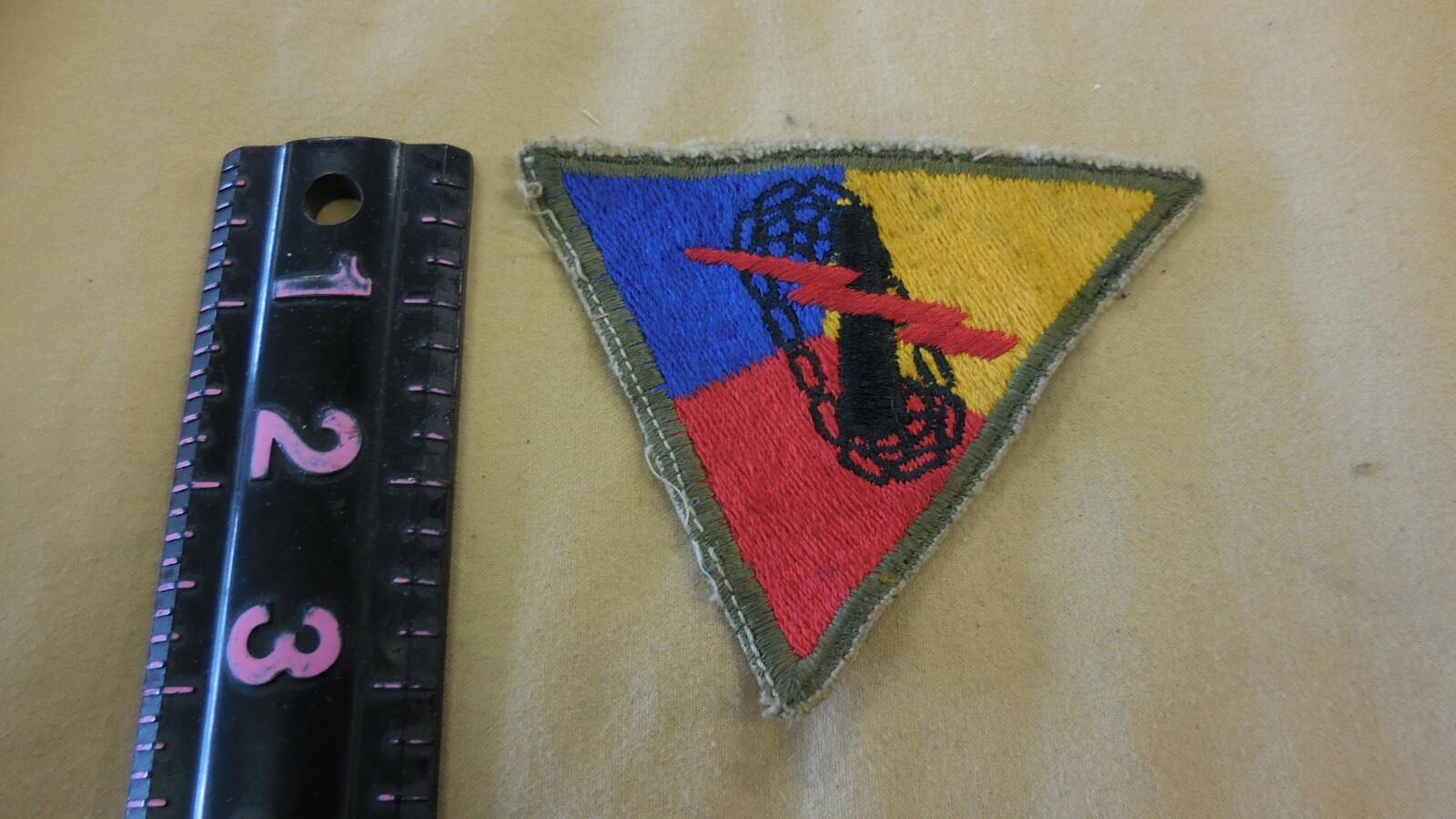 Vintage Military Patch Korea WWII Triangle cannon lightning bolt red ...
