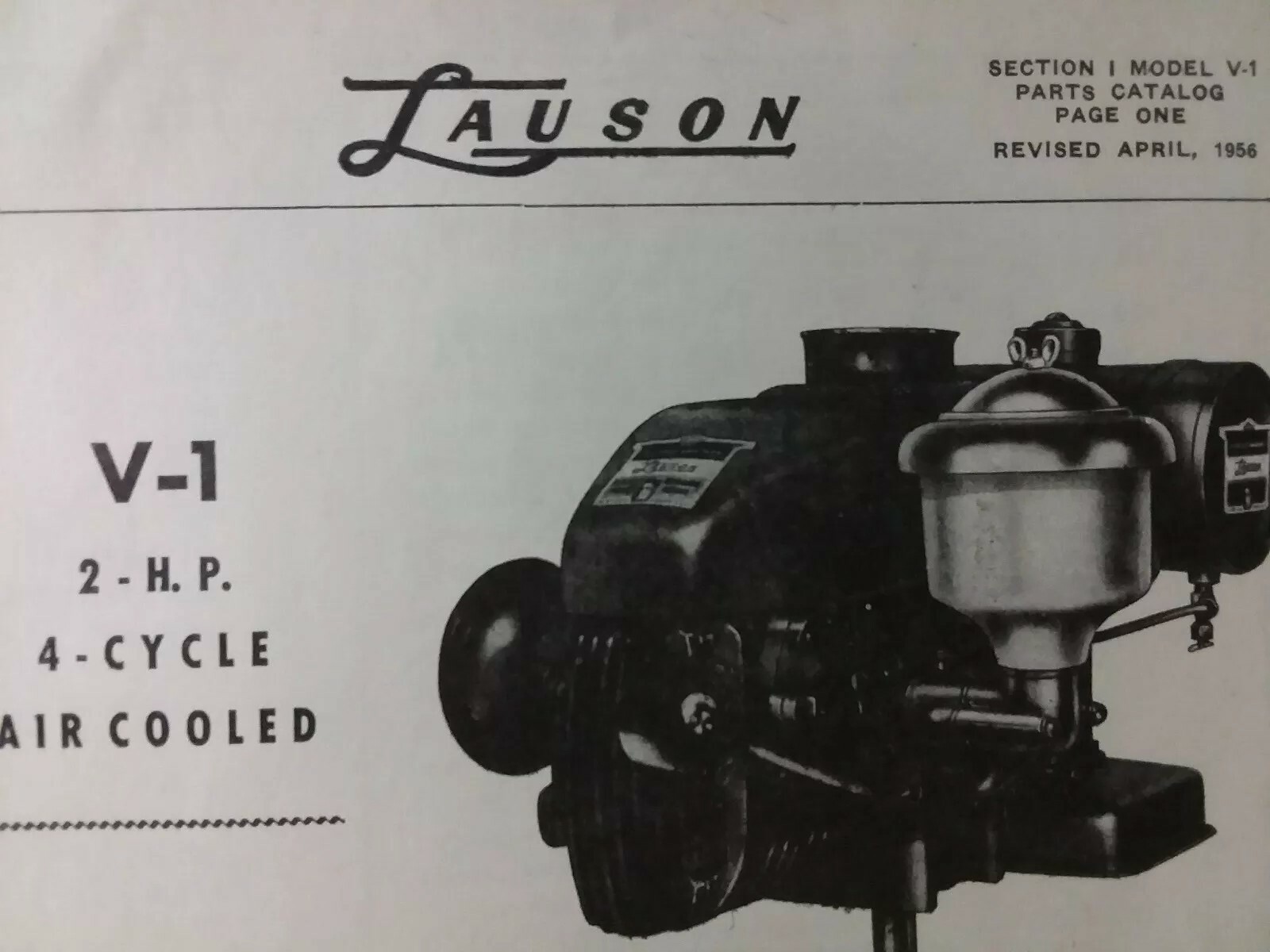 Lauson V-1 Vertical 4-Cycle Gasoline Engine Parts Manual Lawn Mower 2 h ...