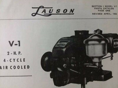 Lauson V-1 Vertical 4-Cycle Gasoline Engine Parts Manual Lawn Mower 2 h ...