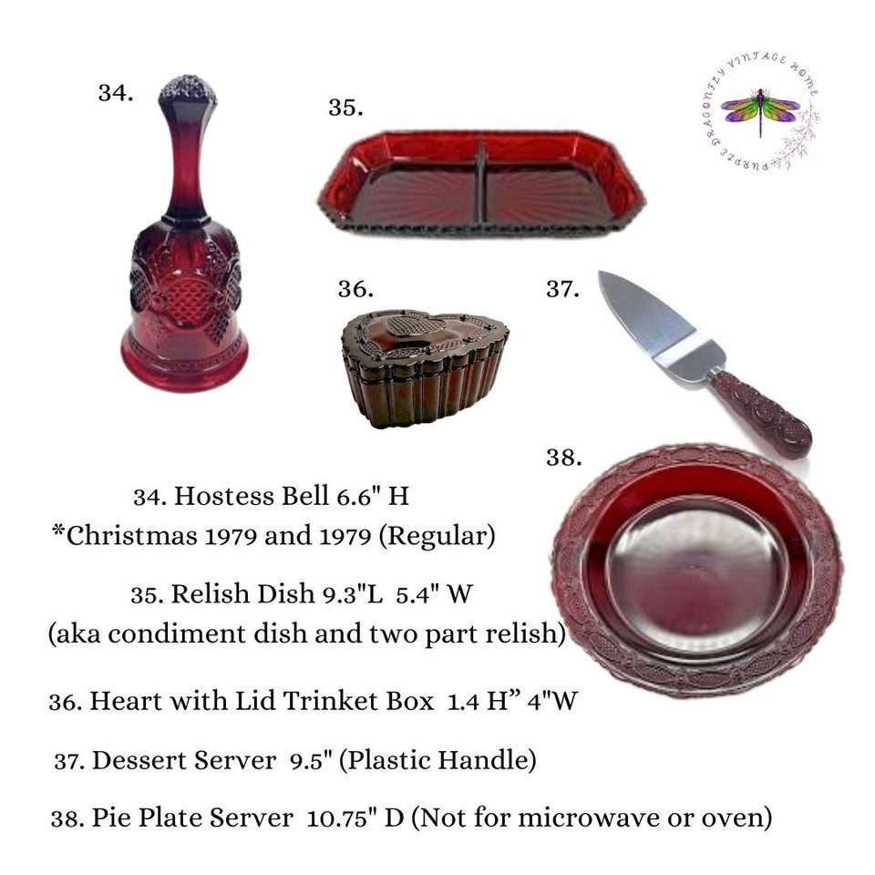 Avon 1876 Cape Cod Collection* Ruby Red Dinnerware* Gothic * Free ...