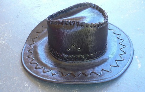 AUSTRALIAN BUSHMAN COWBOY HAT STITCHED LEATHER NEW costume adult sized ...