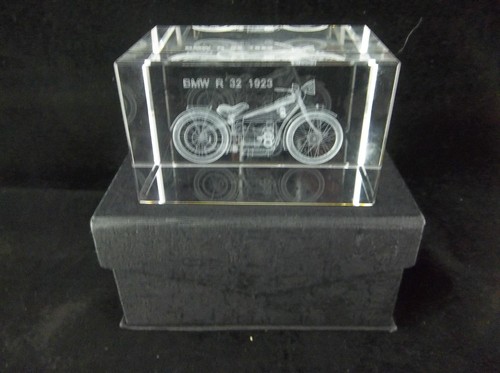1923 BMW R32 Motorcycle Laser Etched Crystal Glass Paperweight With Box ...