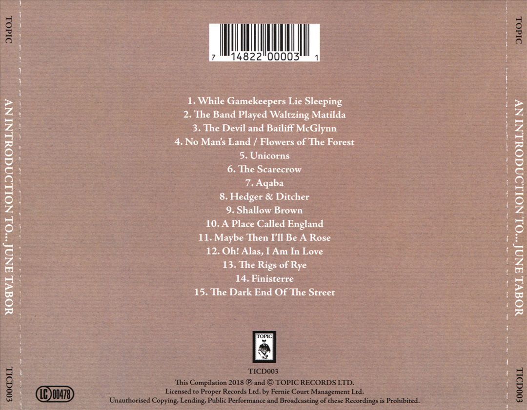 JUNE TABOR INTRODUCTION TO JUNE TABOR NEW CD 714822000031| eBay