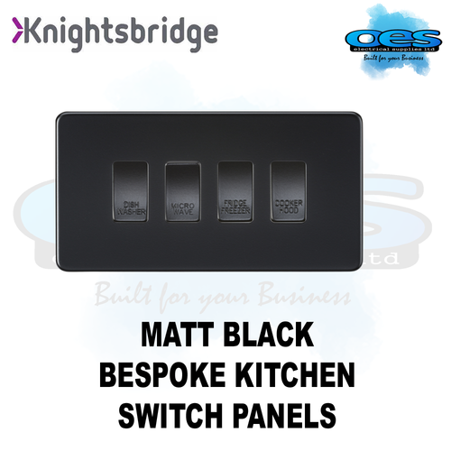 BESPOKE 4 GANG GRIDSWITCH KITCHEN SWITCH PANEL MATT BLACK SCREWLESS ...