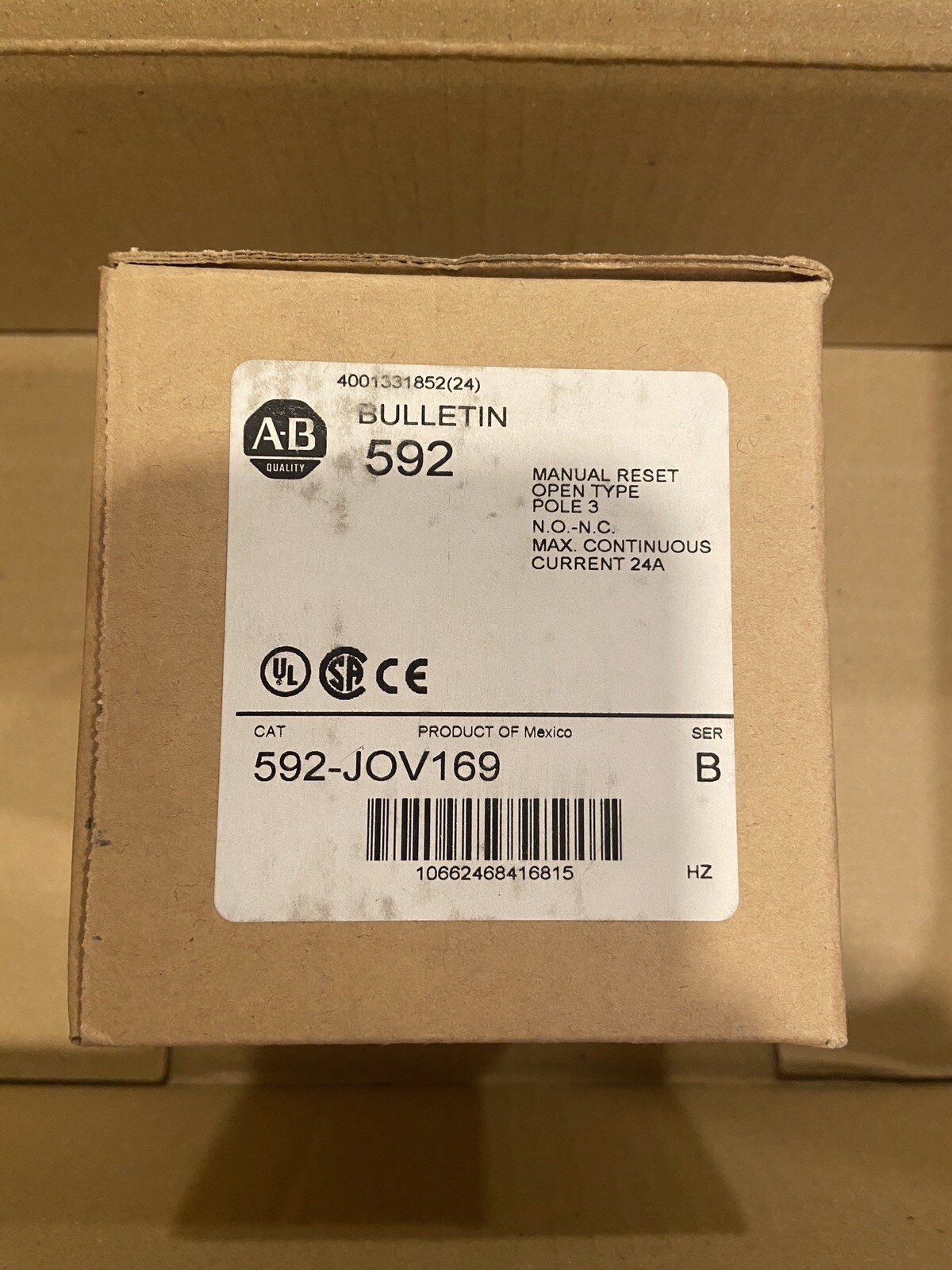 NEW Allen Bradley 592-JOV169 /B Bulletin 592 3-Pole Overload Relay 24A Open Type | eBay