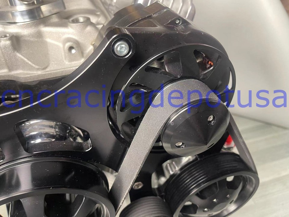 Black Small Block Chevy SBC 350 400 SWP Front Serpentine Pulley Drive ...