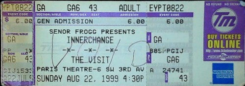 Innerchange The Visit Ticket Stub Paris Theatre Portland OR GA Show 8 ...