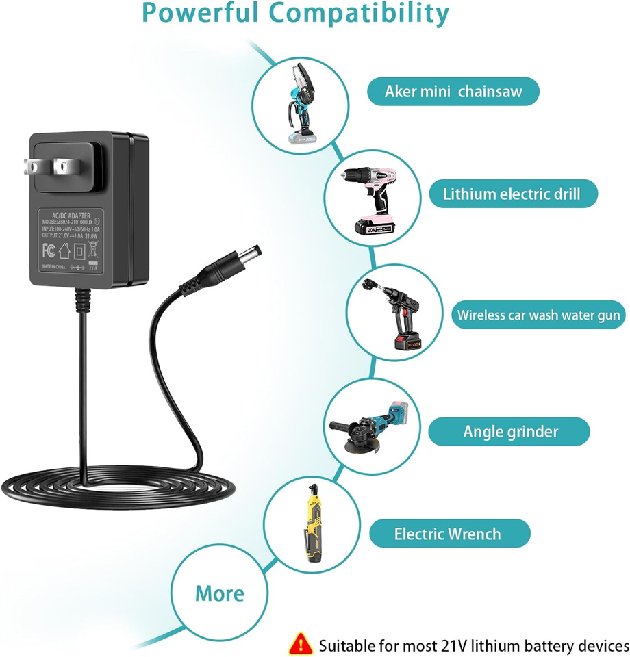 21V 1A Mini Chainsaw Lithium Battery Charger for Aker/Saker/Seyvum/O ...