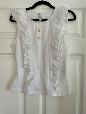 Anthropologie White Eyelet Ruffle Top by Amadi |NWT Size medium | eBay