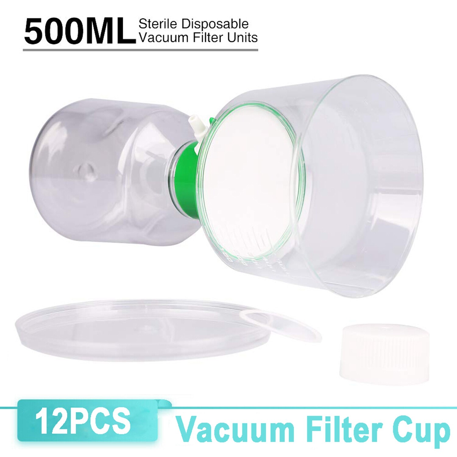 4-12PCS 500ml Sterile Disposable Vacuum Bottle Top Filters 0.22um PES ...