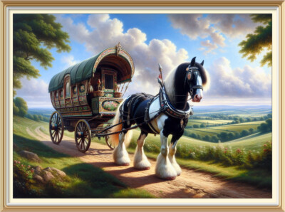 Landscape Wall Art Print Romany Gypsy Wagon Traveller Bow Top Caravan ...