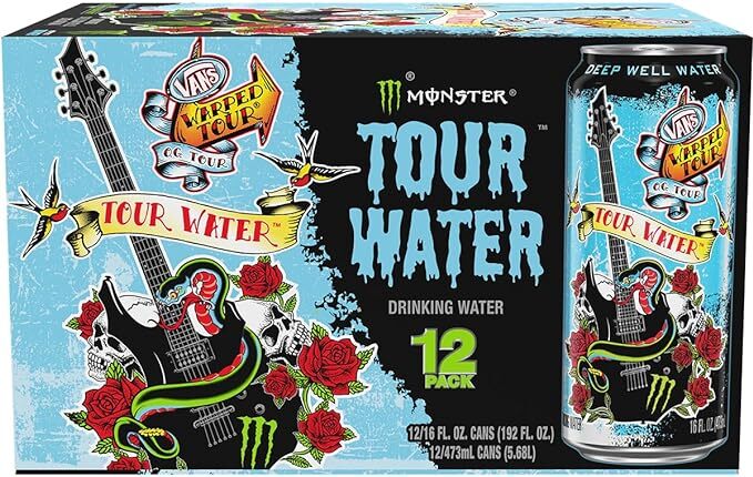 Monster Tour Water by Monster Energy, Deep Well Water, 16oz (Pack of 12 ...