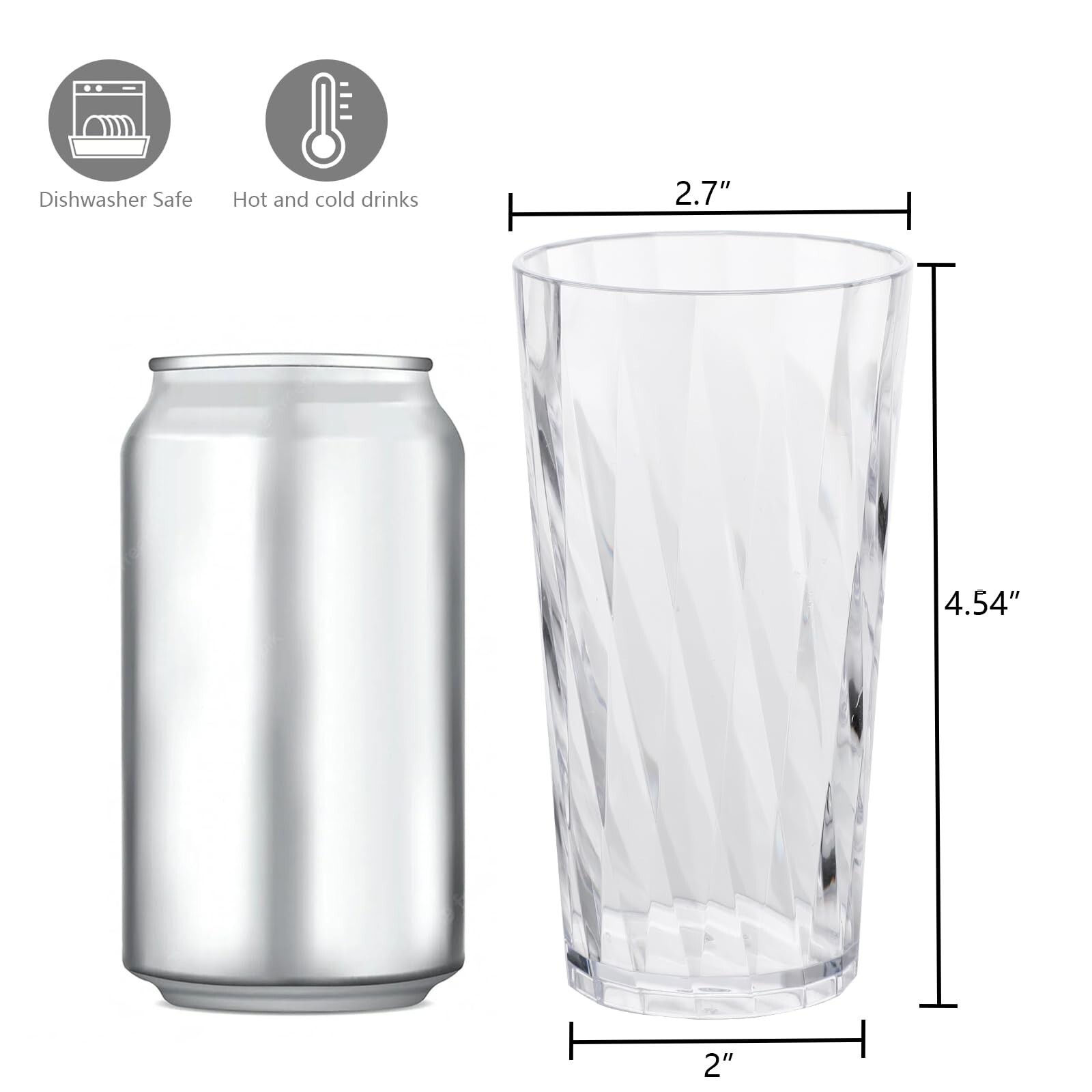 unbreakable Plastic Drinking Glasses,Set of 8, Shatterproof Drinking ...