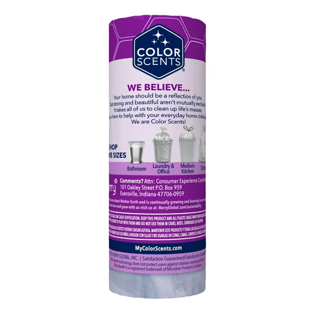 Color Scents with Microban 4-Gallon Small Twist Tie Trash Bags Select ...
