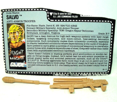 Vintage 1990 GI Joe Salvo Weapons w Cut File Card Original Hasbro Parts ...