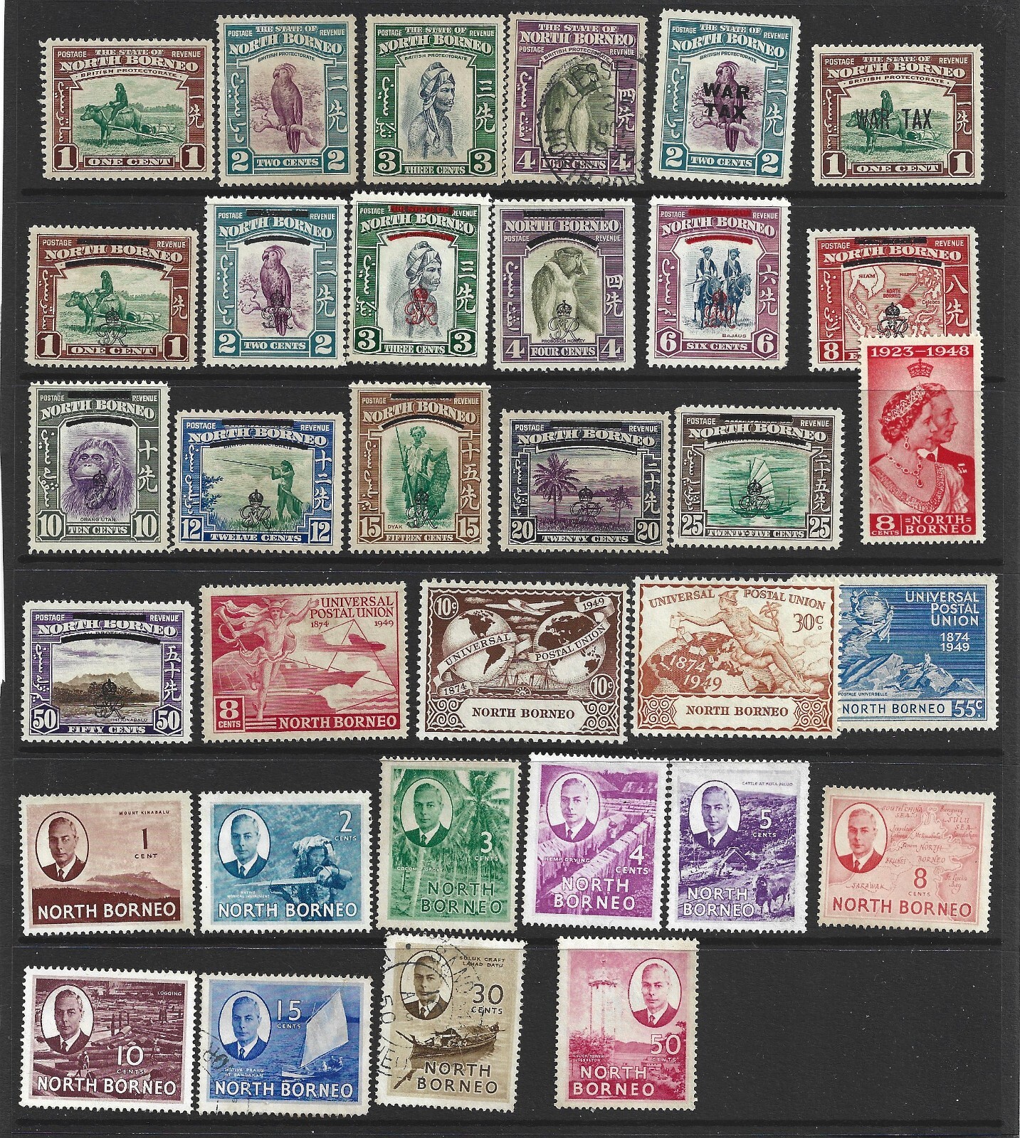 NORTH BORNEO Selection of Odd used & unused examples, very poor used ...