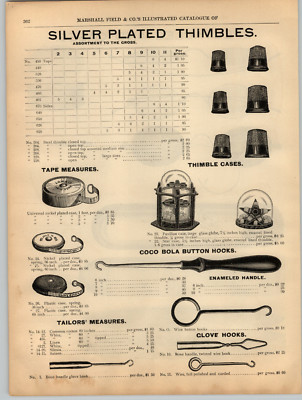 1894 PAPER AD Silver Sewing Thimbles Pavilion Case Showcase Star Shape ...