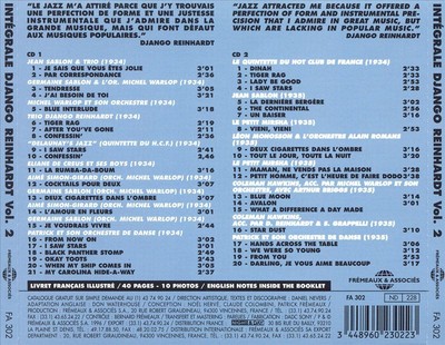 DJANGO REINHARDT INTEGRALE DJANGO REINHARDT, VOL. 2: 1934-1935 NEW CD ...