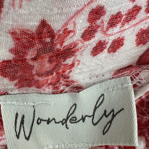 Wonderly Size Medium Tank Top Red White Flower Print Button Detail Back ...