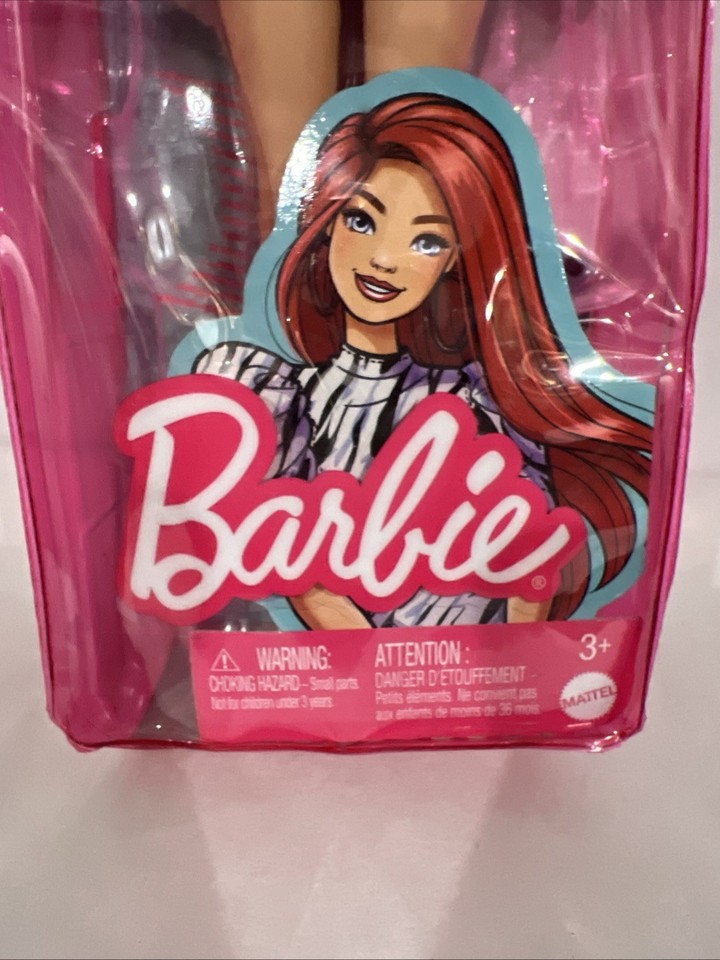 Barbie Fashionistas Dolls #168 Red Hair Black Lavender White Dress ...