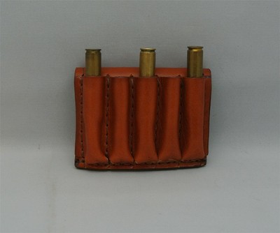 LEATHER RIFLE 5 CARTRIDGE CARRIER AMMO SLIDE FITS CAL 300 / 243 / 270 ...