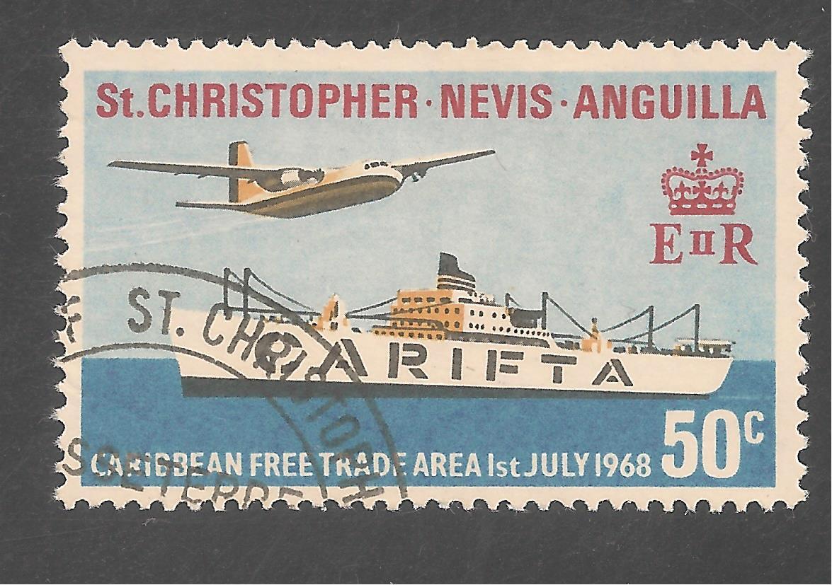 St. Kitts-Nevis #189 (A19) VF USED - 1968 50c Cargo Ship and Plane | eBay