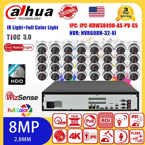 Dahua 32ch 32MP AI NVR CCTV System 8MP Camera TiOC 3.0 2Way Audio Full ...
