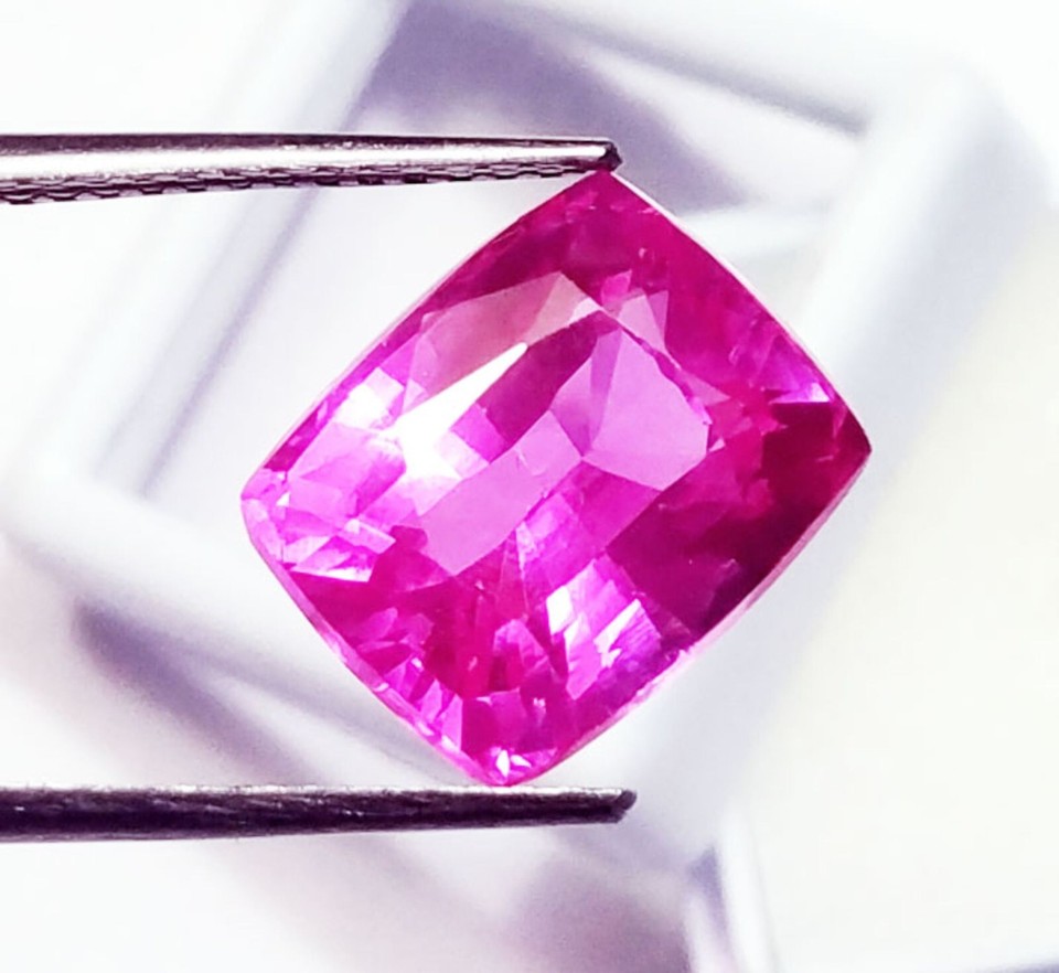 Natural Pink Sapphire Cushion Shape 10.75 Ct Certified Loose Gemstone ...