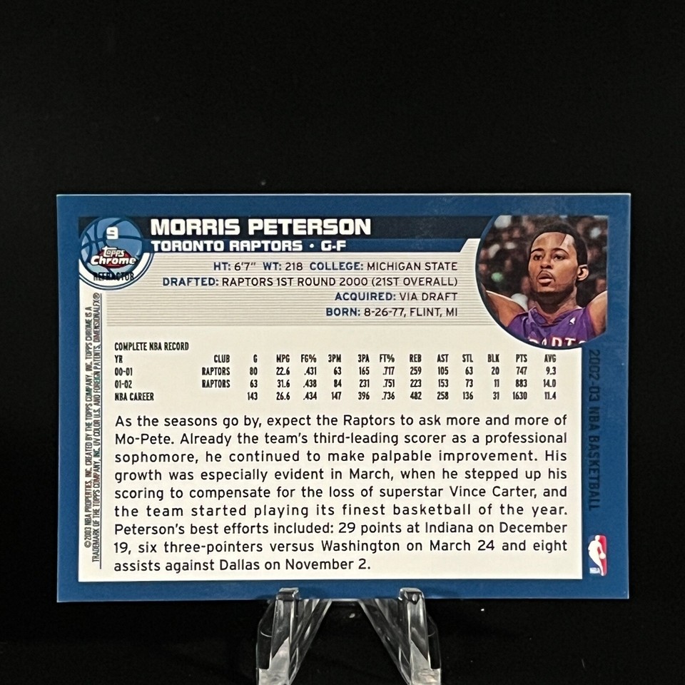 Morris Peterson 2002-03 Topps Chrome Refractors Raptors Basketball #9 ...