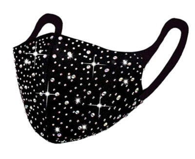 BLACK BLING FACE MASK AB Diamond Crystal Rhinestone | eBay