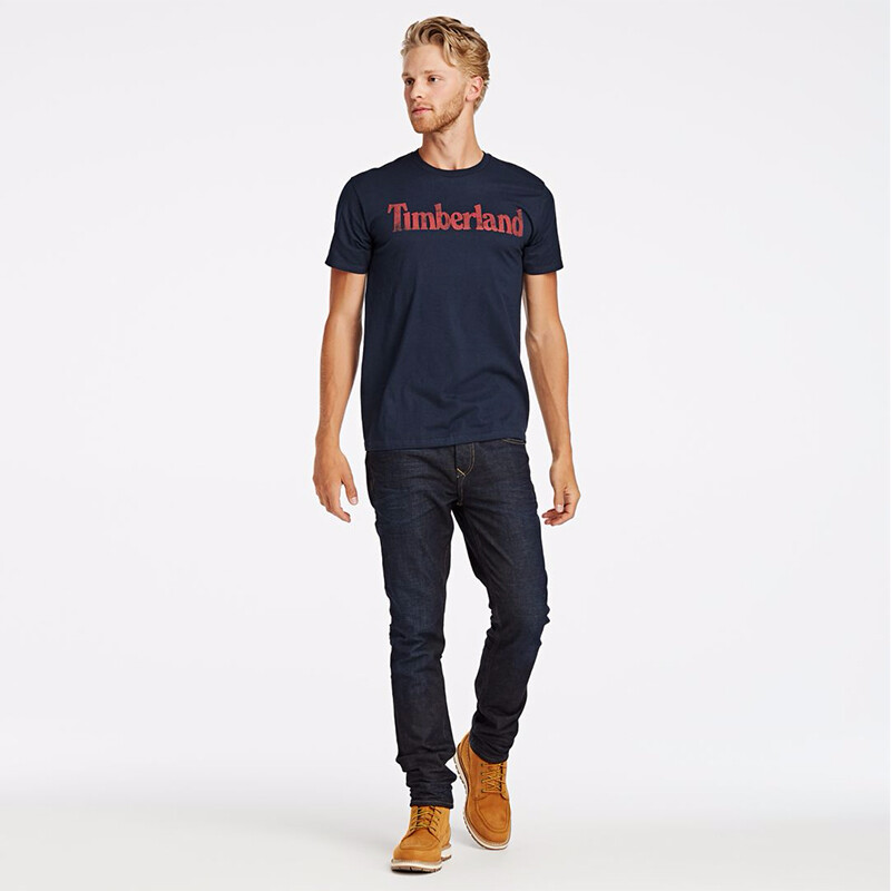 NWT Timberland Men's Faded Linear Logo Short Sleeve Crew Neck T-Shirt ...