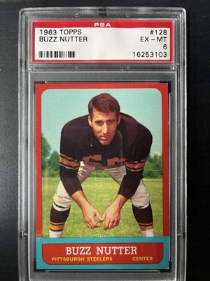 1963 Topps Set-Break #128 Buzz Nutter Pittsburgh Steelers PSA 6 Rare ...