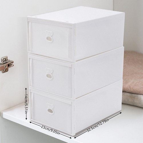 3 Drawer Storage Bin Box with Lid Stackable Plastic Cube Organizer ...