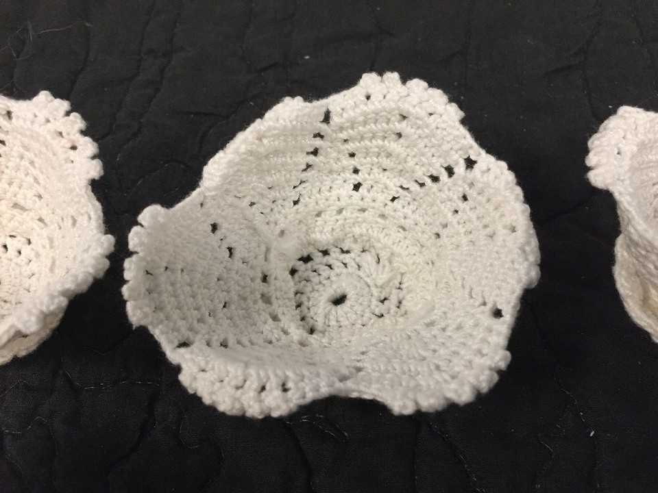 Set of 8 Vintage Crochet Cups Mint Favors Nut Bowls Candy Dish Novelty ...