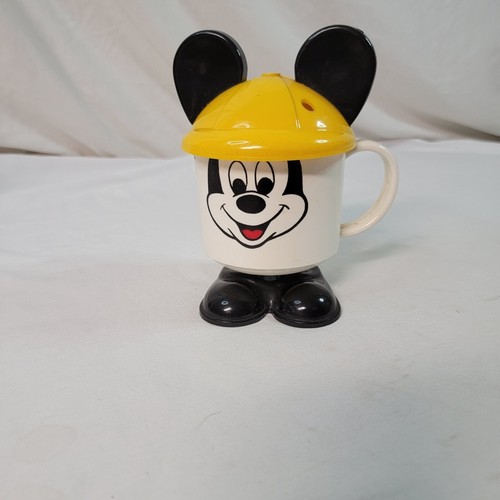 Vintage Mickey Mouse Ears Plastic Sippy Cup Mug with Yellow Hat Lid ...