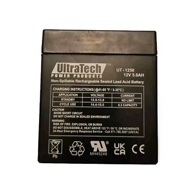 UltraTech UT-1250 12V, 5Ah Non-spillable Sealed Lead Acid Battery - Pre ...