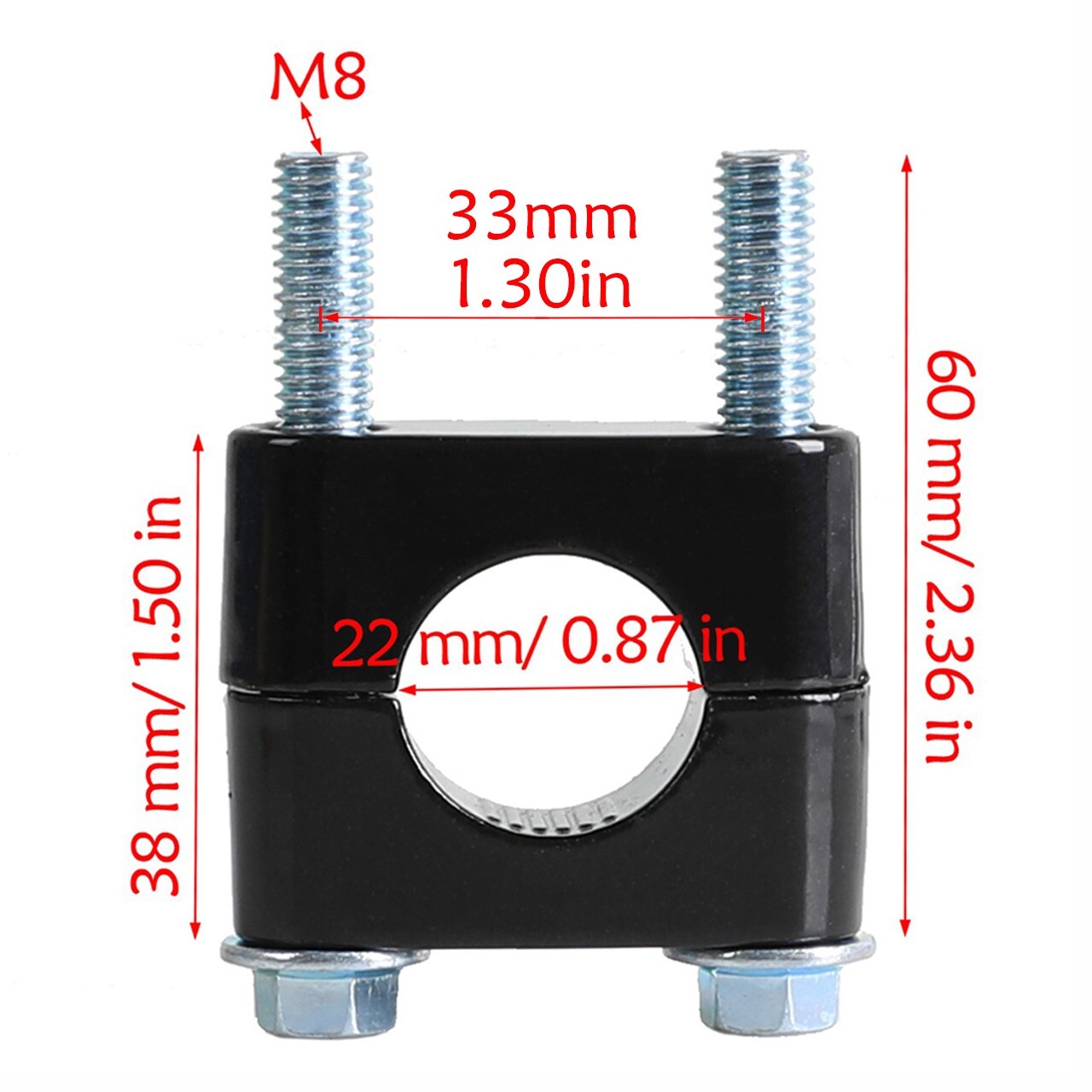 2PC 22mm Handlebars Risers Bar Mount Clamp Bolt for ATV Quad Pit Dirt ...