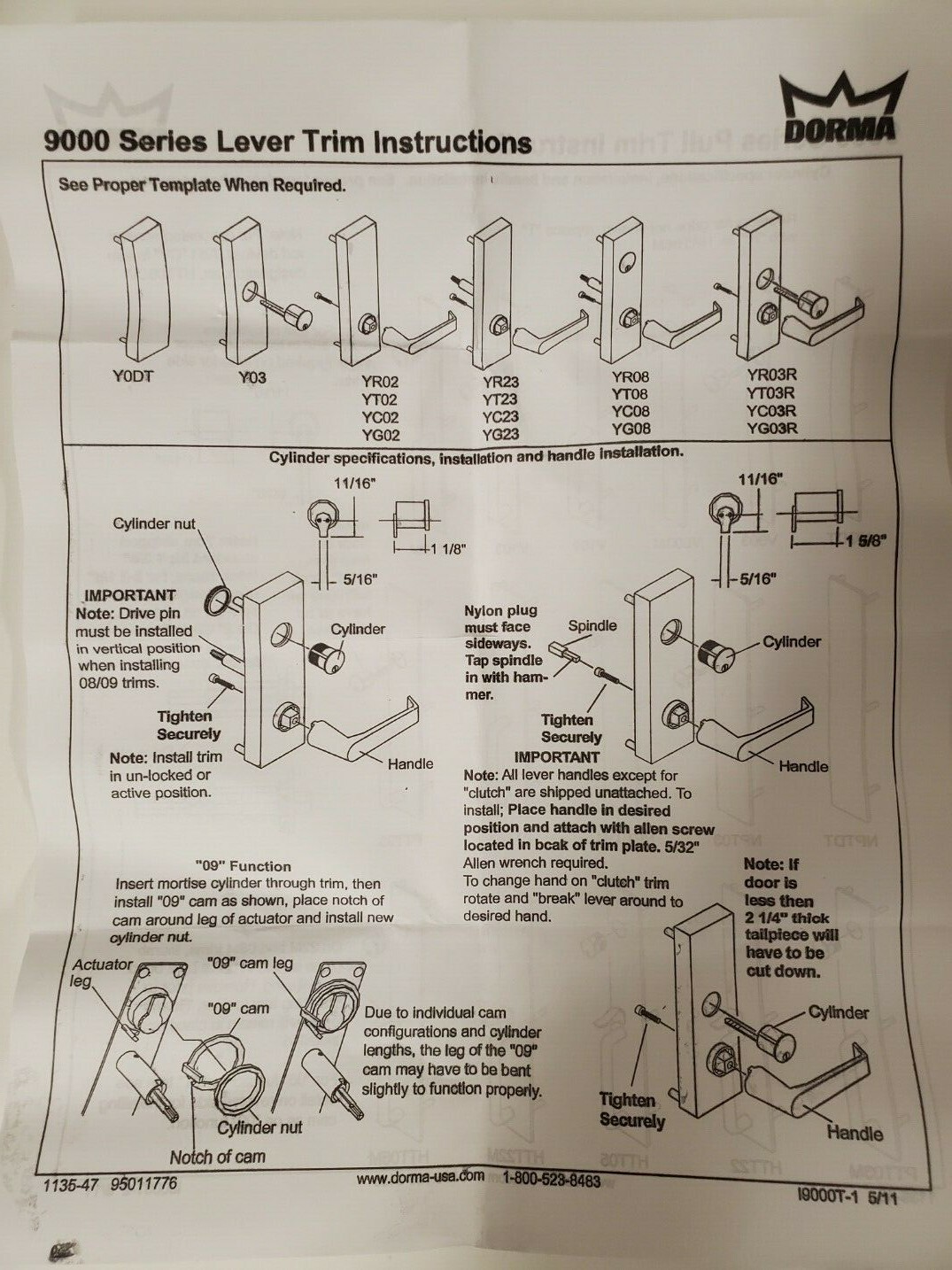 Dorma 9000 Trim YR23M 626 Exit Device Trim, Wide Stile Escutcheon, Yx23 ...