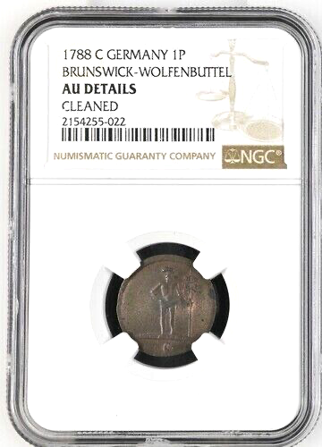 1788 C German States Brunswick Wolfenbuttel Wildman Pfenning NGC AU ...
